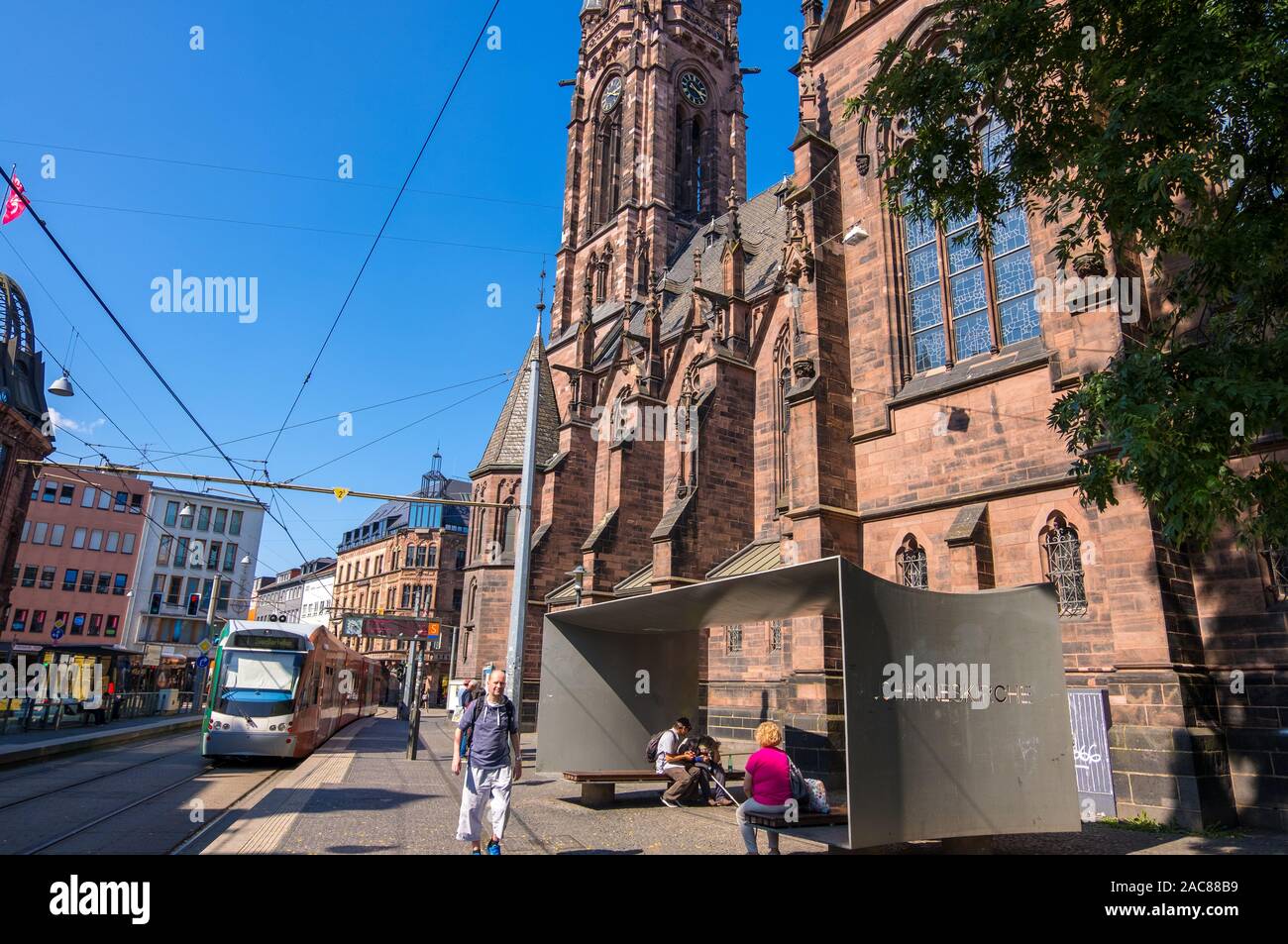 Saarbrucken, Germany - August 31, 2019: The Saarbahn tramway in the old ...