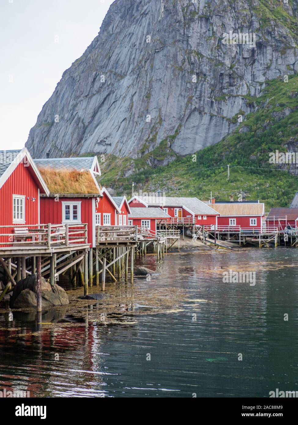 Traditional, red, wooden houses in Reine. Lofoten Norway. Europe Stock ...