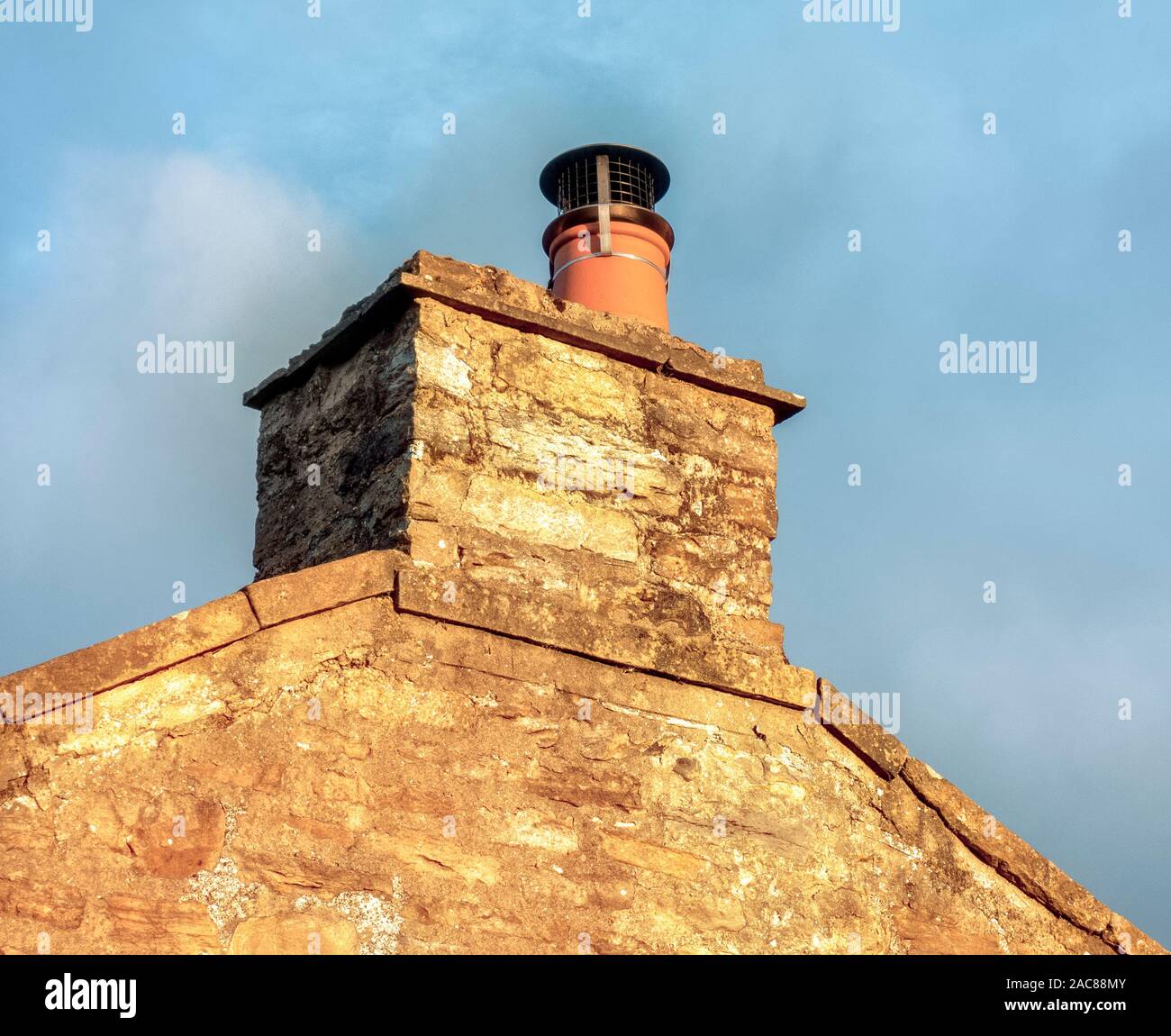 Gable End with Chimney of a cottage in the Yorkshire Dales, England, UK ...