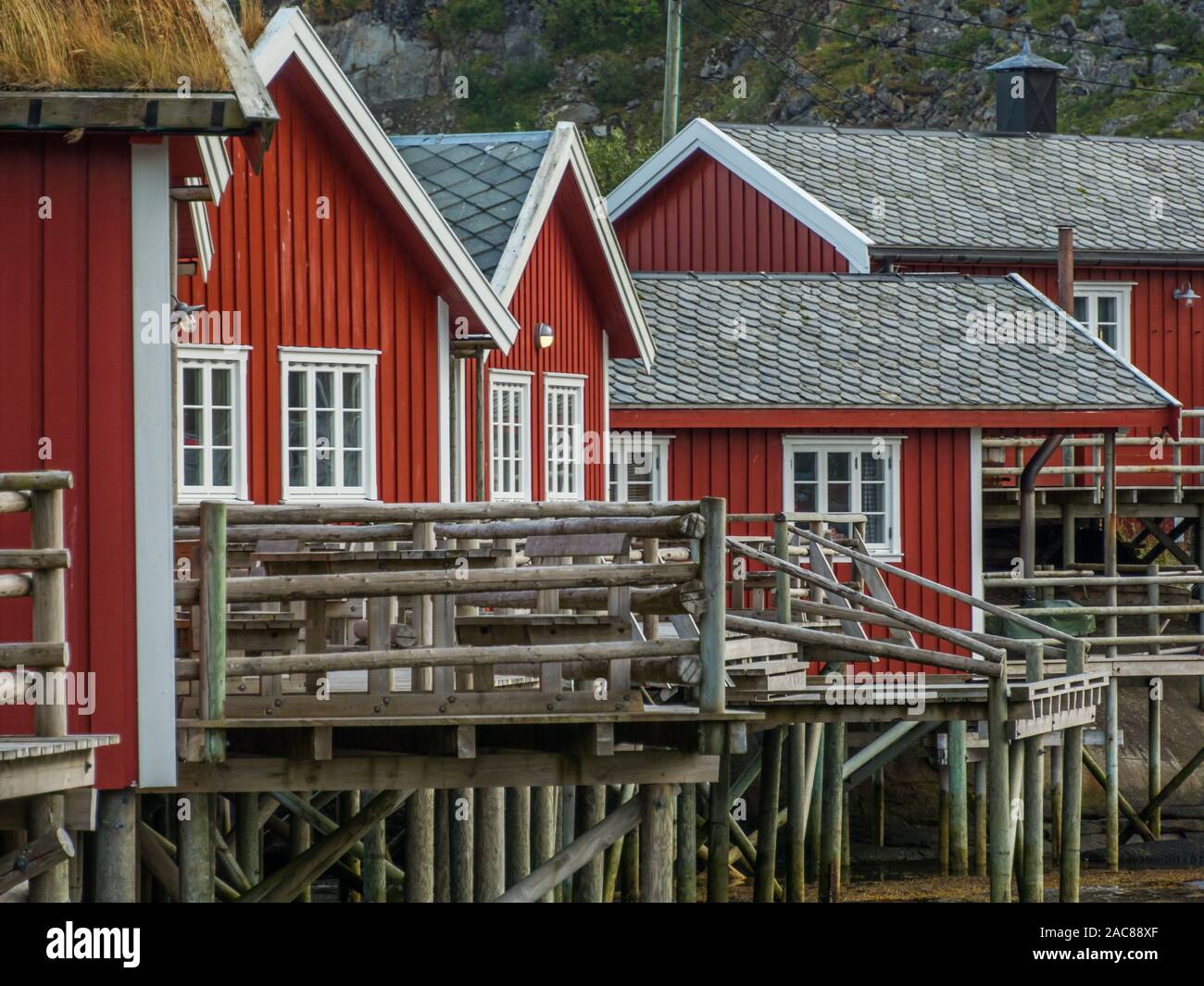 Traditional, red, wooden houses in Reine. Lofoten Norway. Europe Stock ...