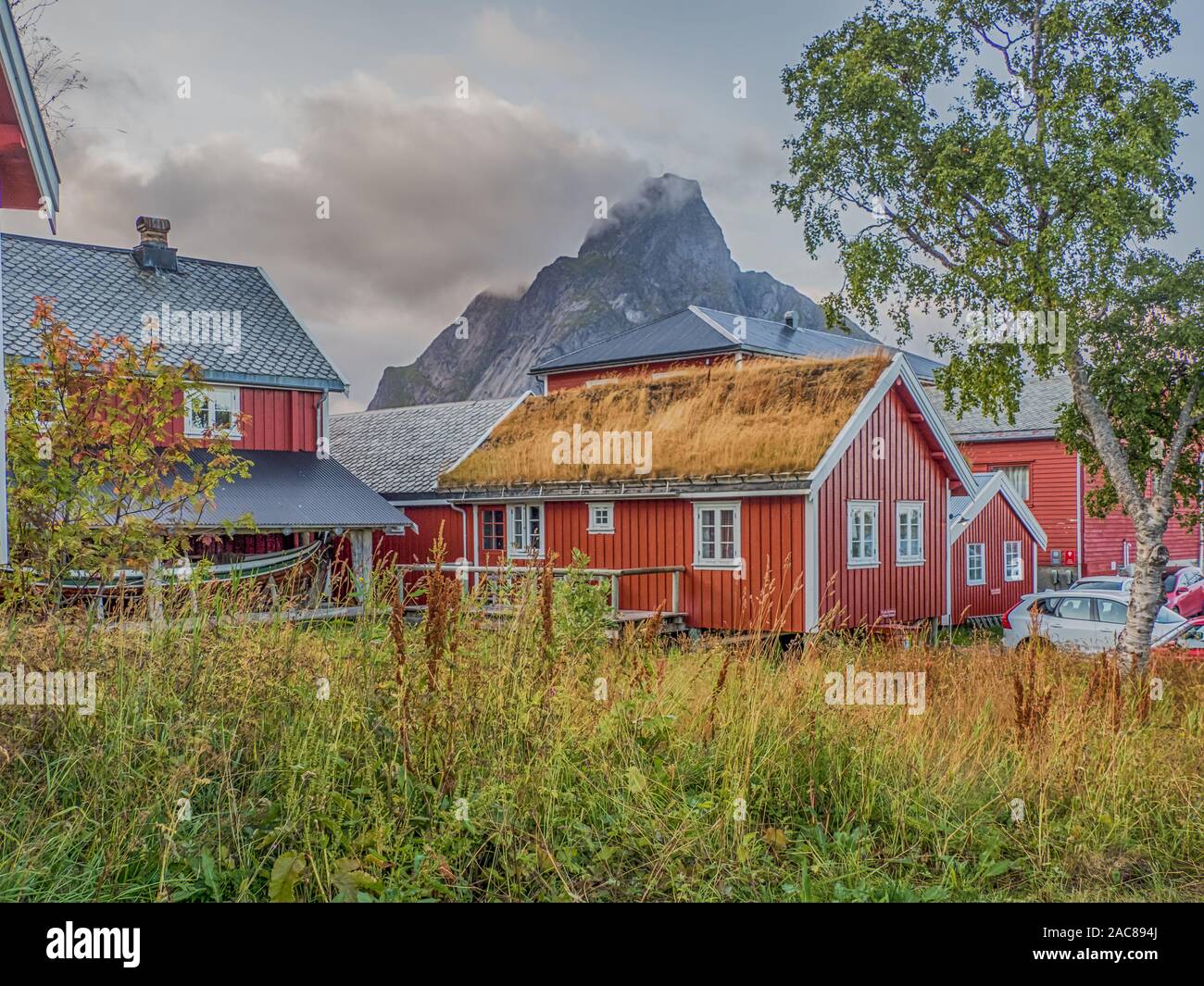 Traditional, red, wooden houses in Reine. Lofoten Norway. Europe Stock ...