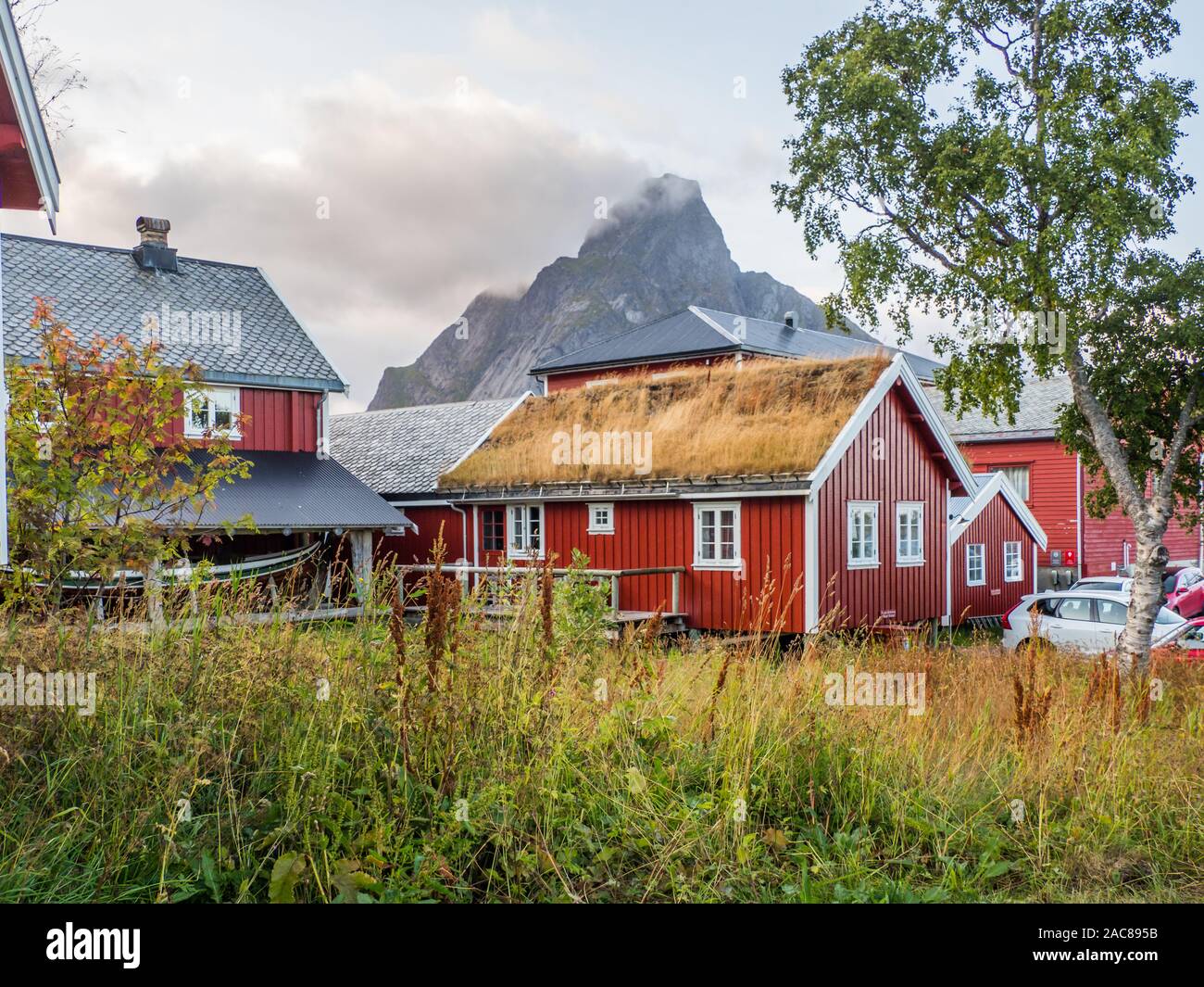 Traditional, red, wooden houses in Reine. Lofoten Norway. Europe Stock ...