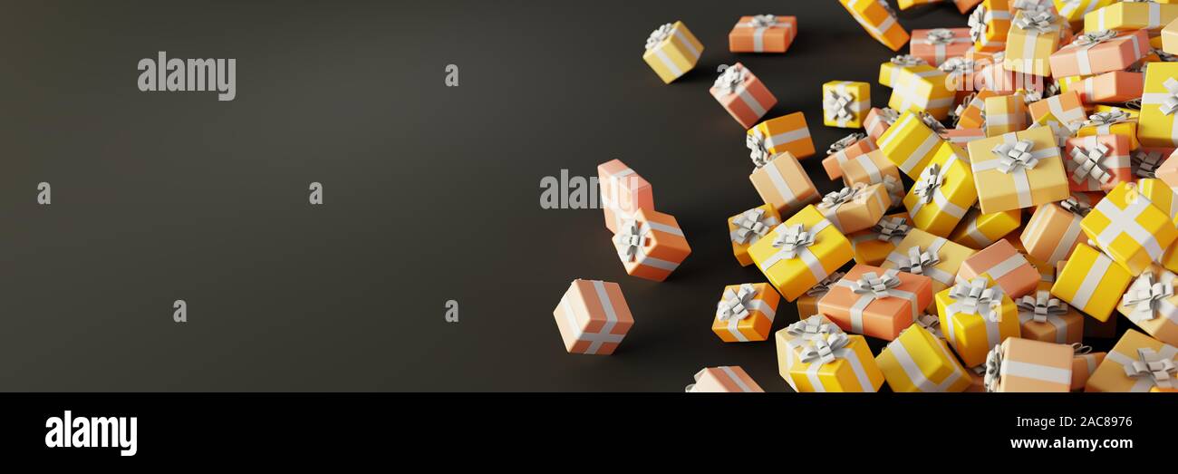 Infinite gift boxes, Christmas and party theme, original 3d rendering ...