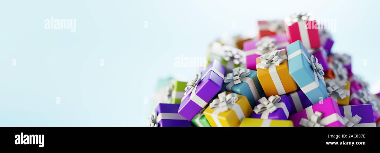 Infinite gift boxes, Christmas and party theme, original 3d rendering ...