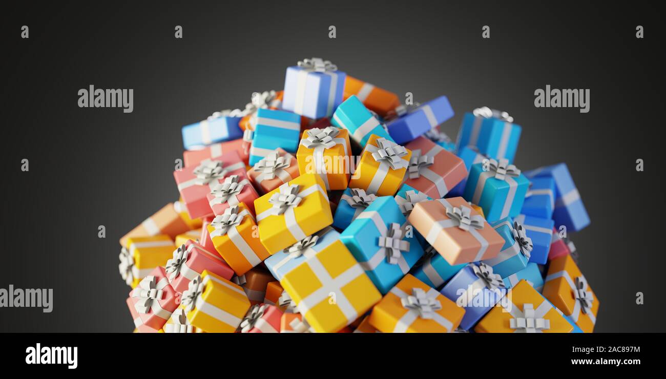 Infinite gift boxes, Christmas and party theme, original 3d rendering ...