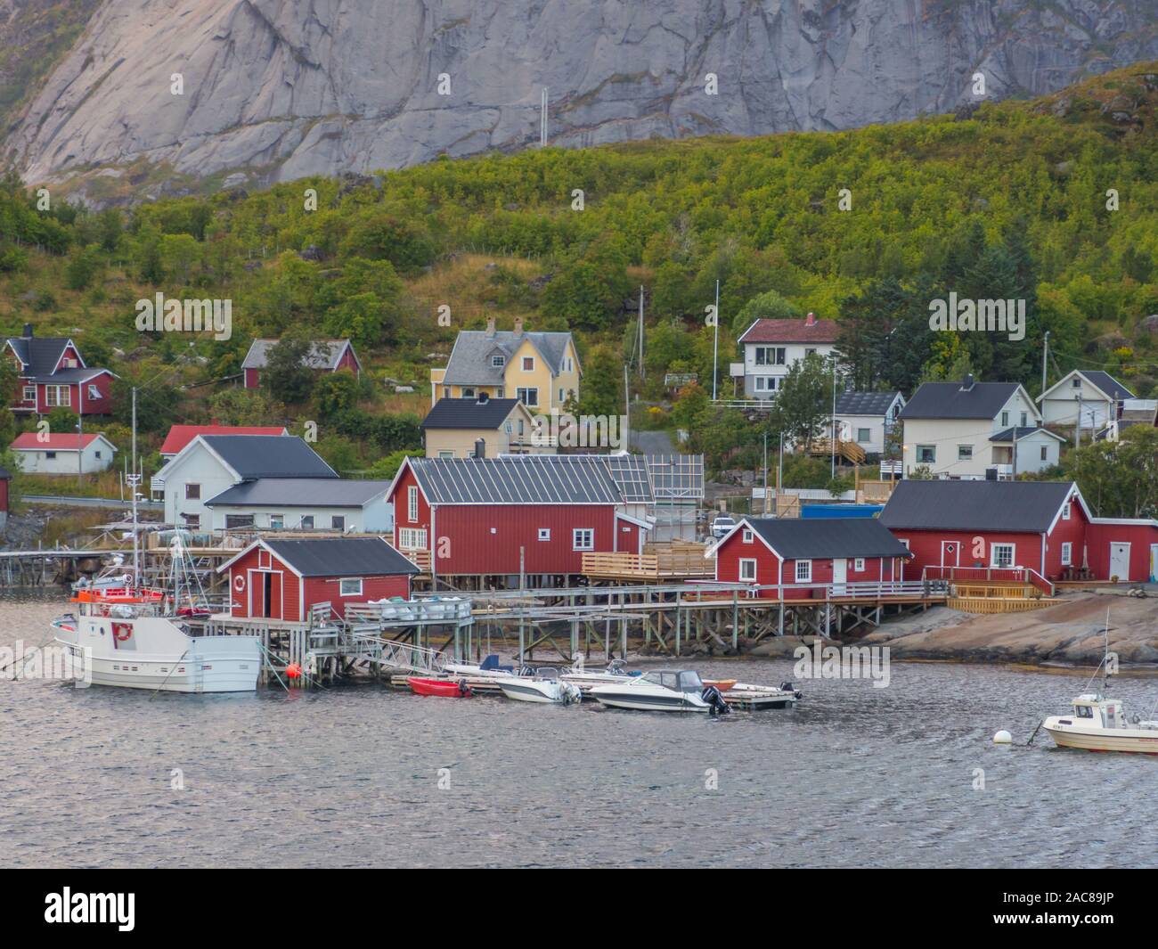 Traditional, red, wooden houses in Reine. Lofoten Norway. Europe Stock ...