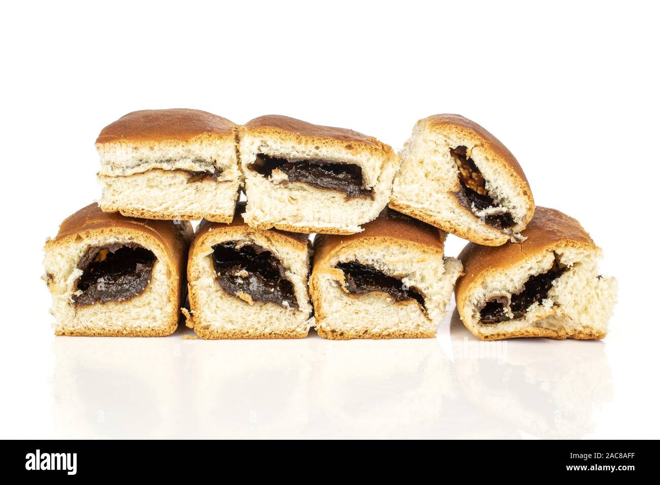 Group of seven whole sweet czech bun isolated on white background Stock ...