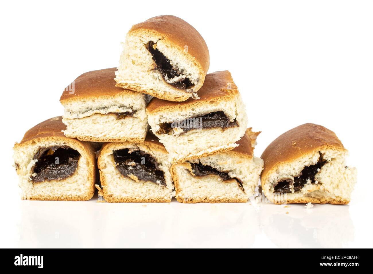 Group of seven whole sweet czech bun isolated on white background Stock ...