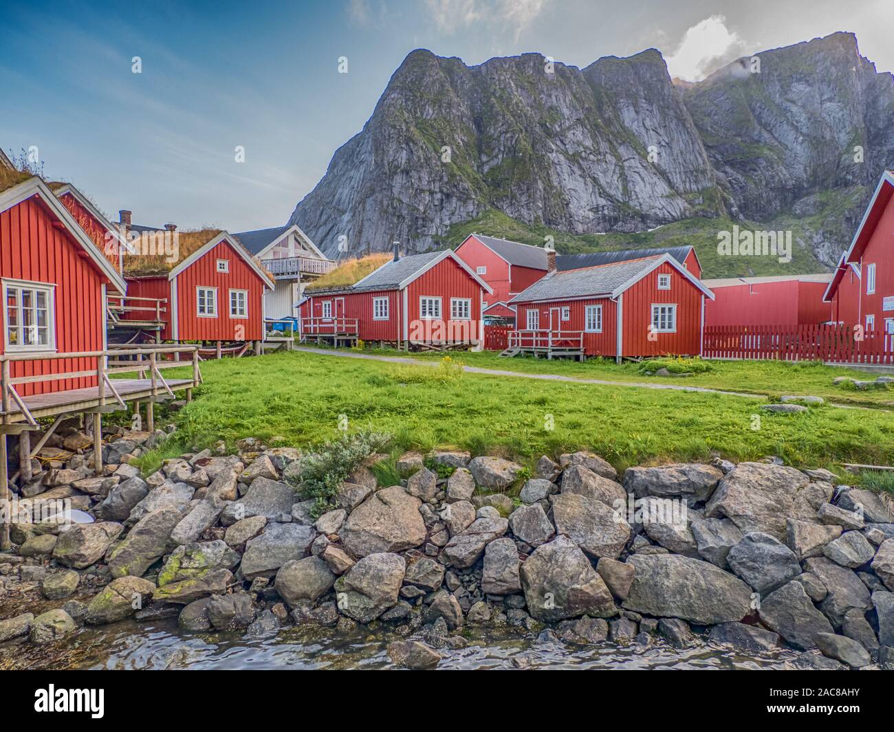 Traditional, red, wooden houses in Reine. Lofoten Norway. Europe Stock ...