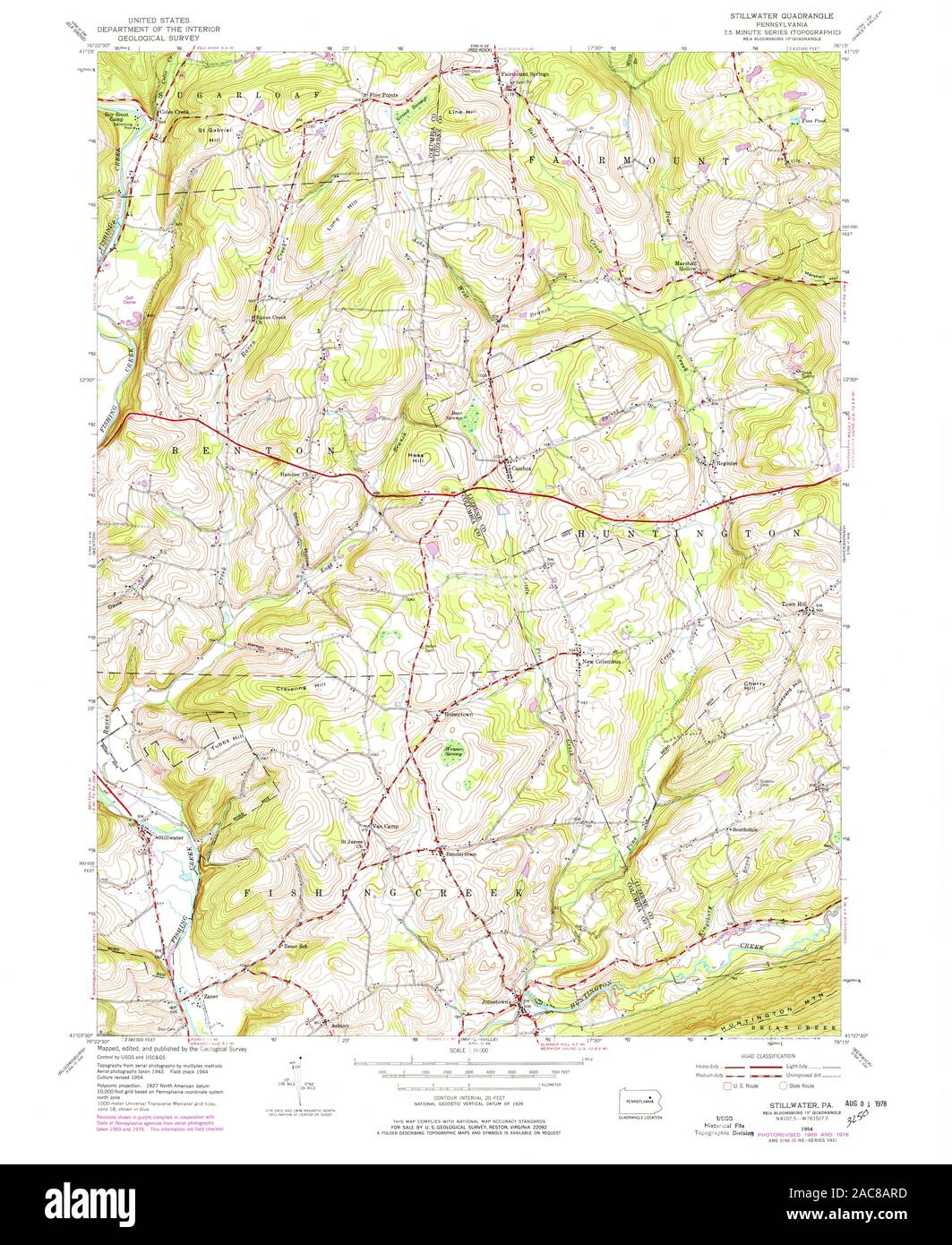 USGS TOPO Map Pennsylvania PA Stillwater 222030 1954 24000 Restoration ...