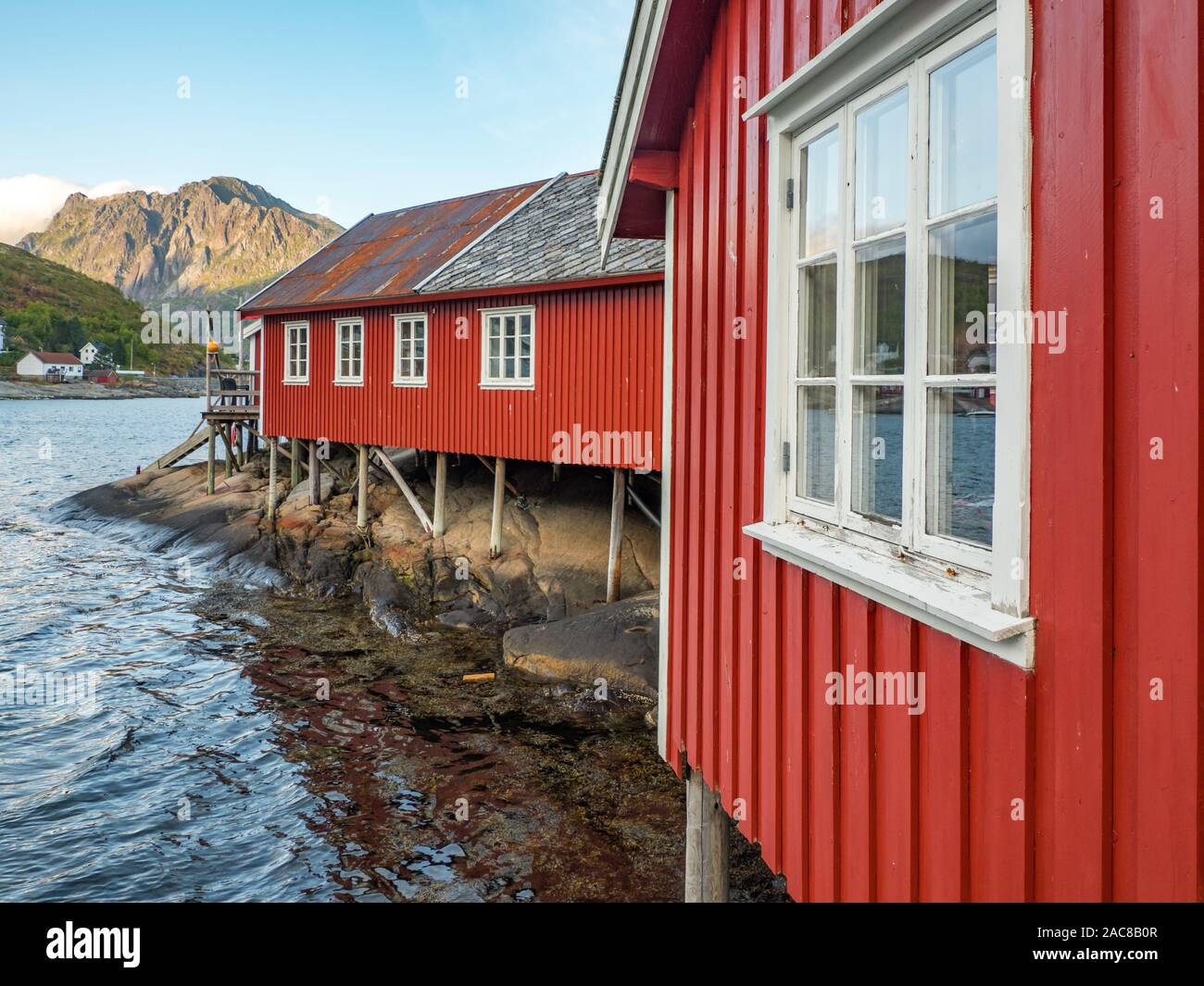 Traditional, red, wooden houses in Reine. Lofoten Norway. Europe Stock ...