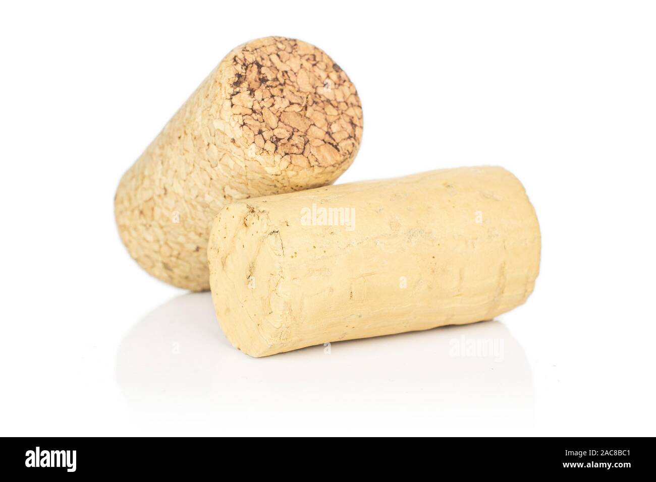 Group of two whole common wine cork isolated on white background Stock ...