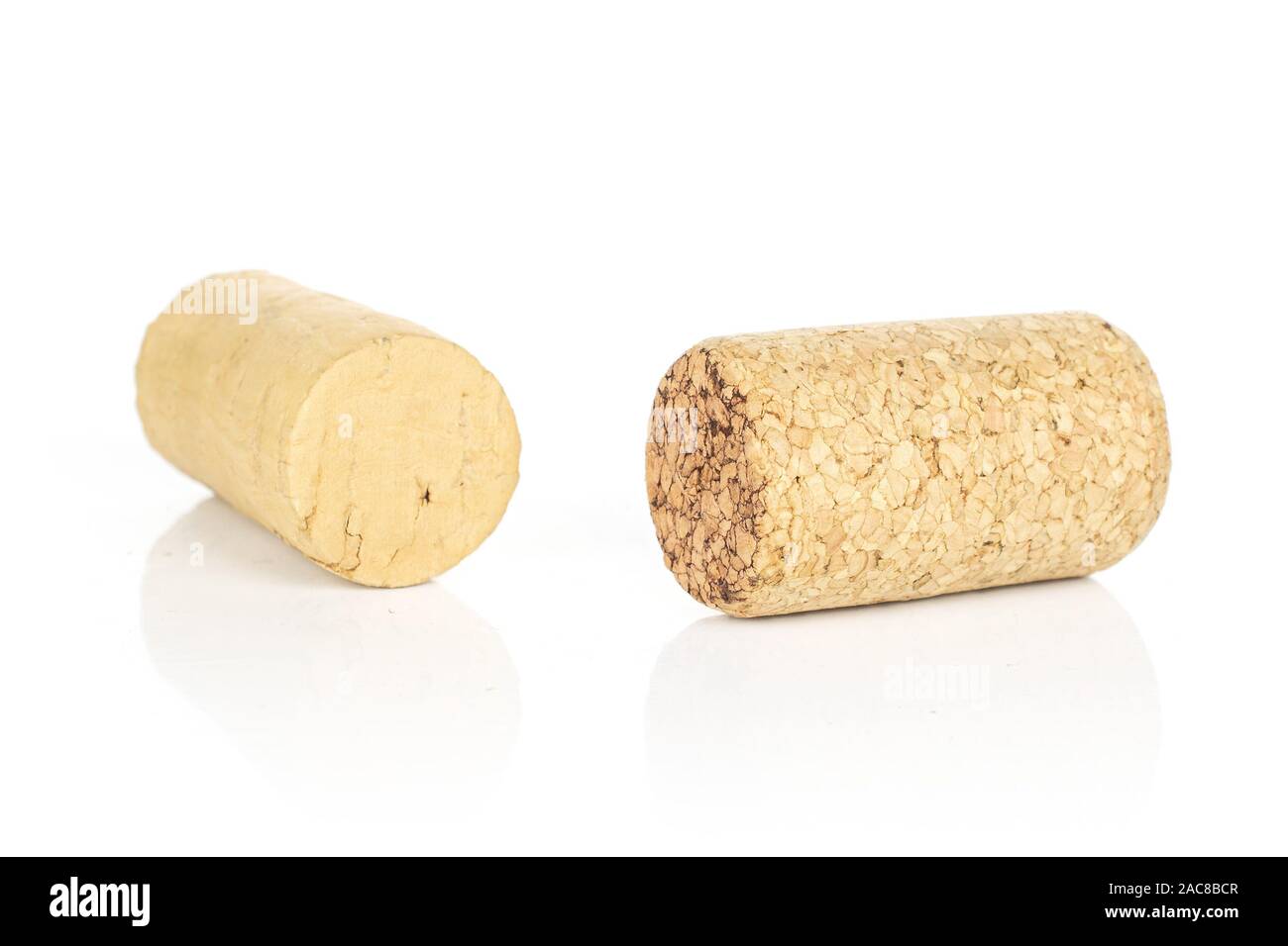 Group of two whole common wine cork isolated on white background Stock ...