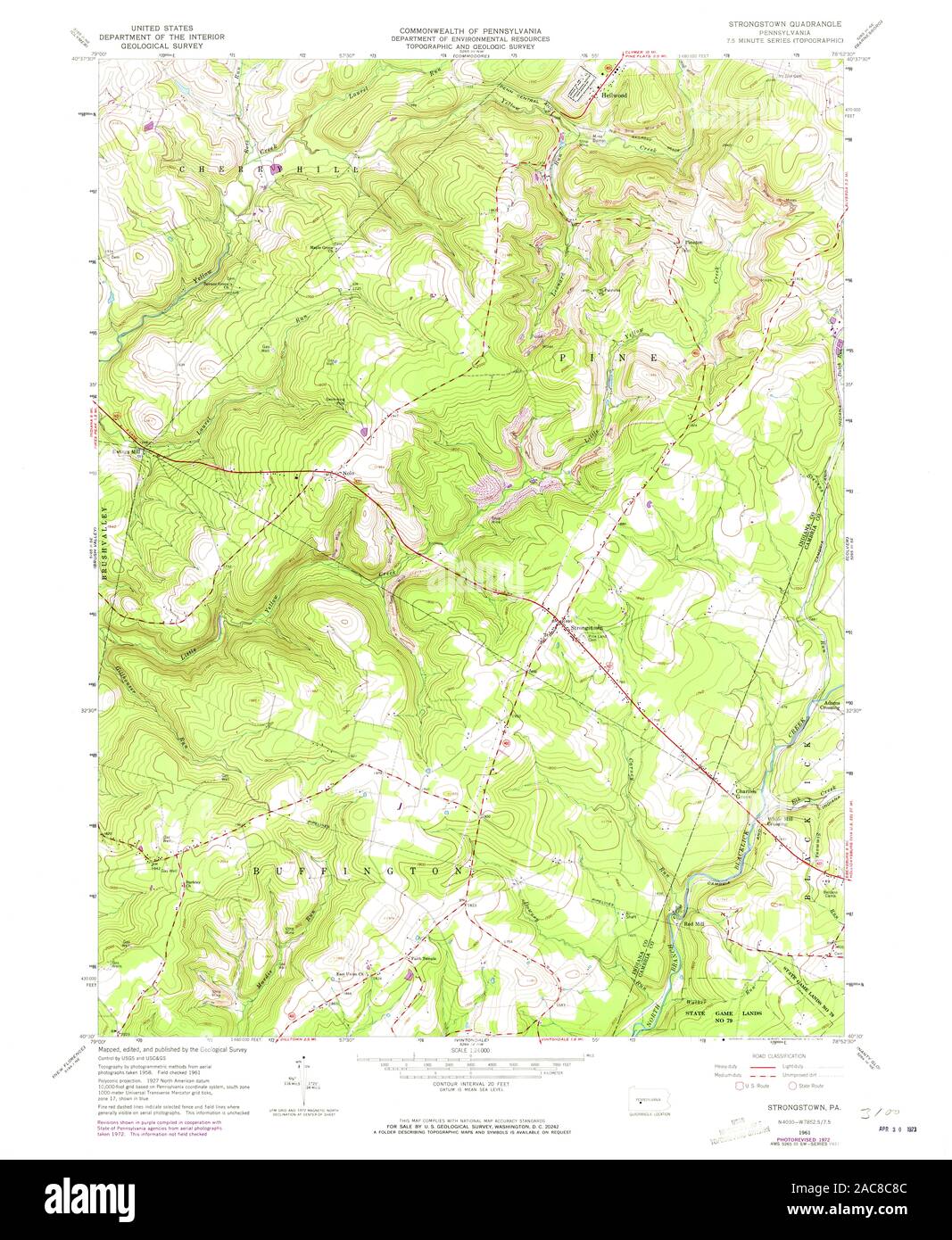 USGS TOPO Map Pennsylvania PA Strongstown 222050 1961 24000 Restoration ...
