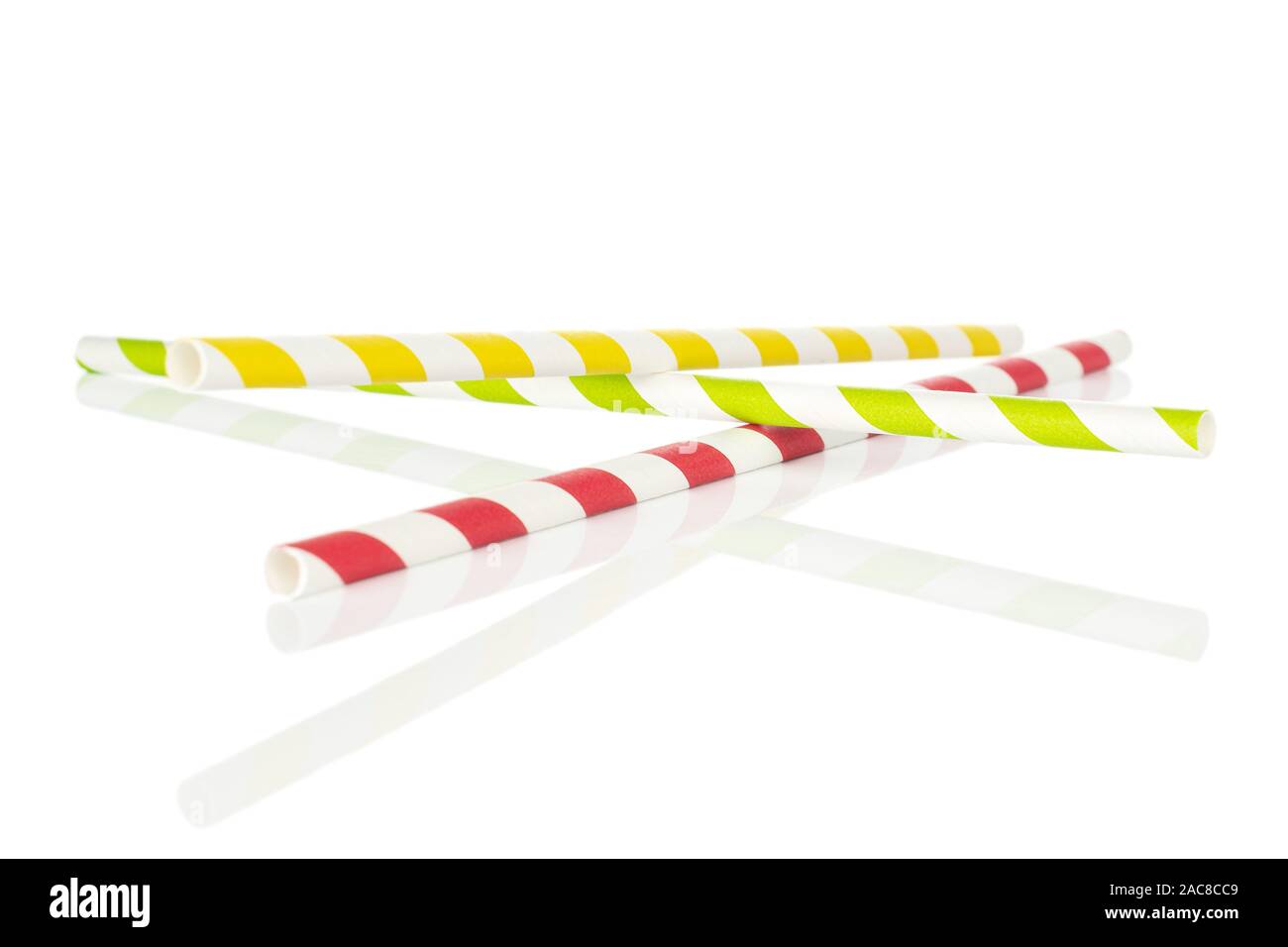 Group of three whole paper straw isolated on white background Stock ...