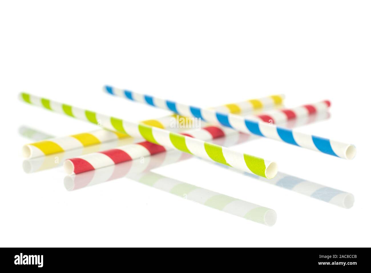 Group of four whole paper straw isolated on white background Stock ...