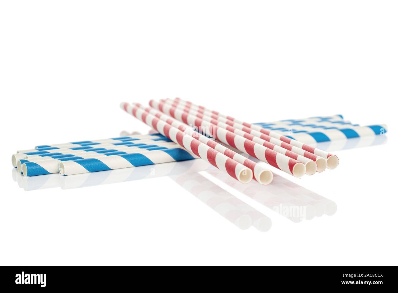 Lot of whole crossed paper straw isolated on white background Stock ...