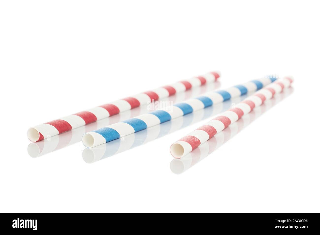 Group of three whole paper straw isolated on white background Stock ...
