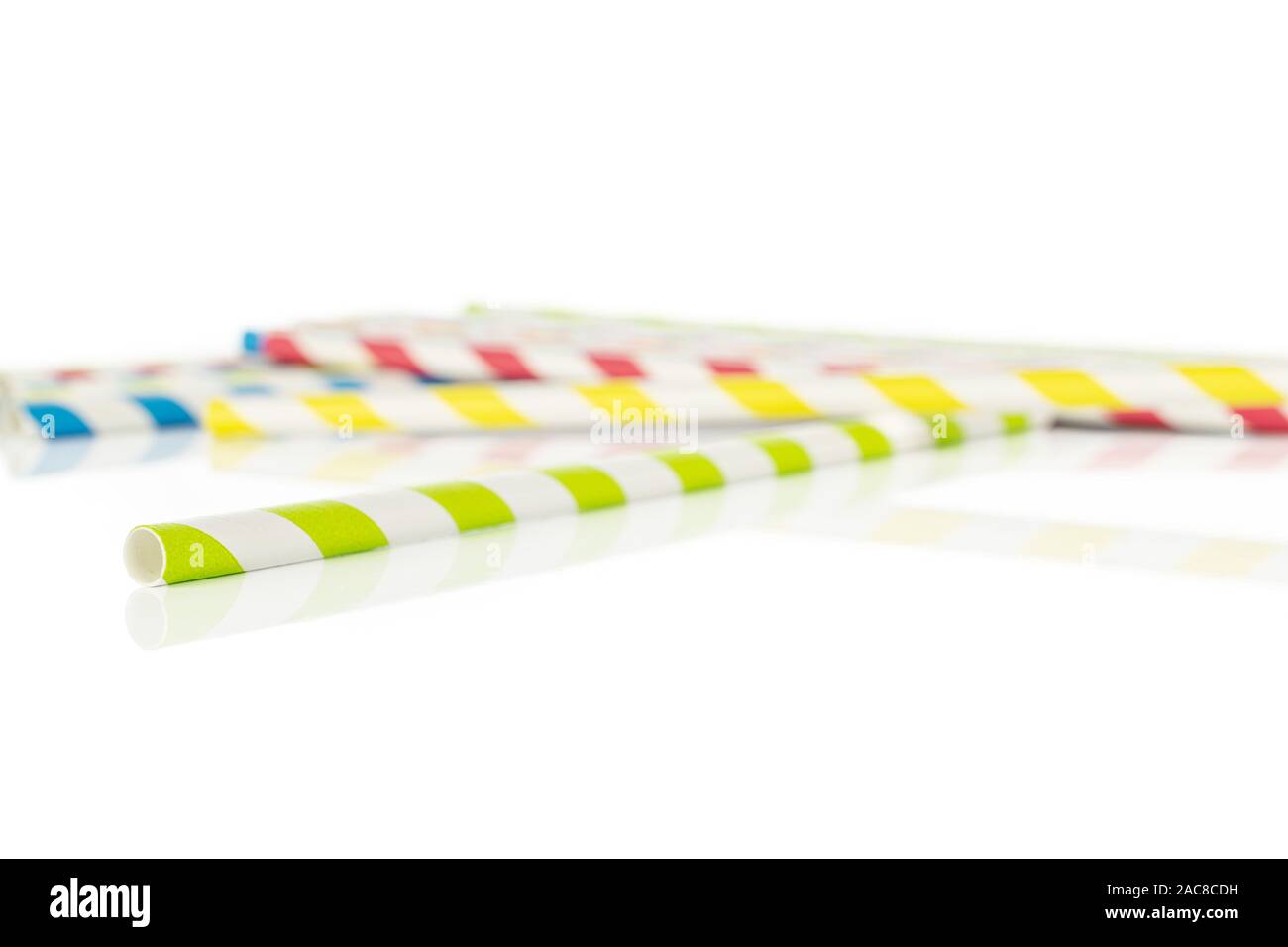 Lot of whole colorful paper straw isolated on white background Stock ...
