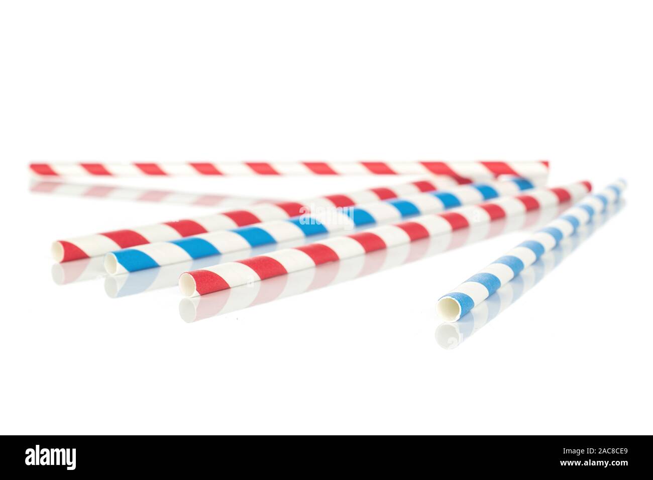 Group of five whole paper straw isolated on white background Stock ...