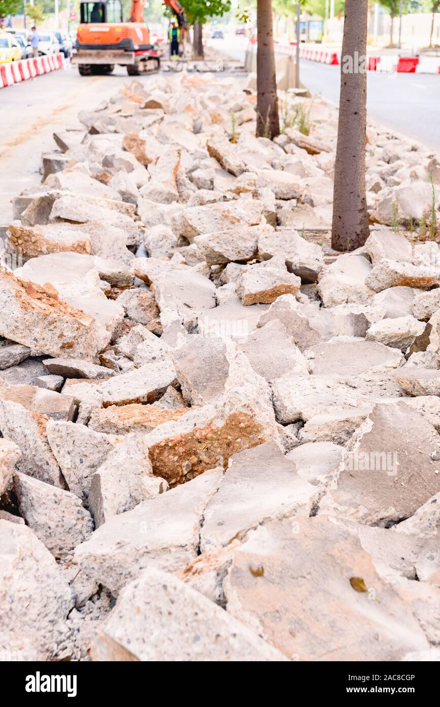 Broken asphalt and debris from some street repair work Stock Photo - Alamy