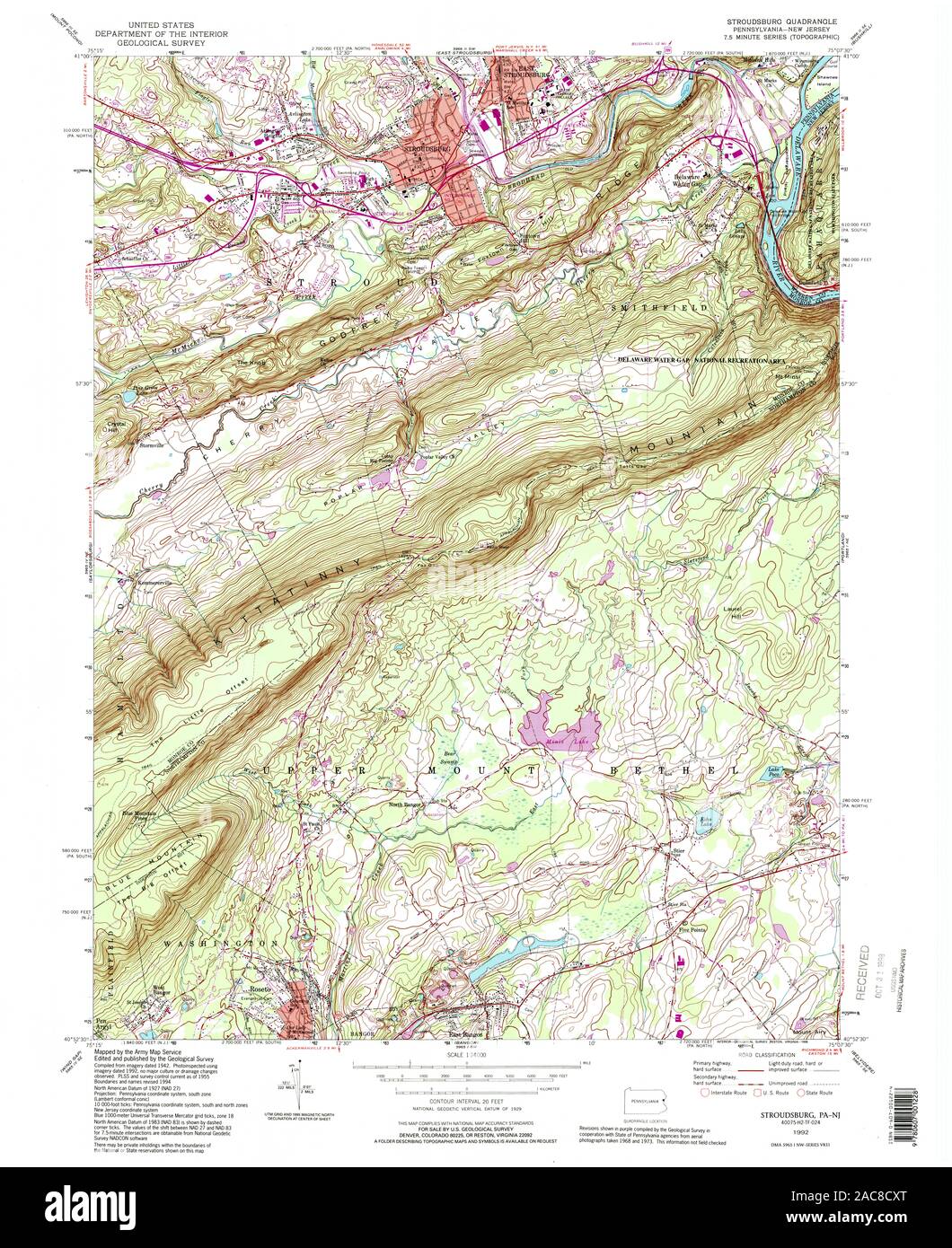 Map of stroudsburg hi-res stock photography and images - Alamy