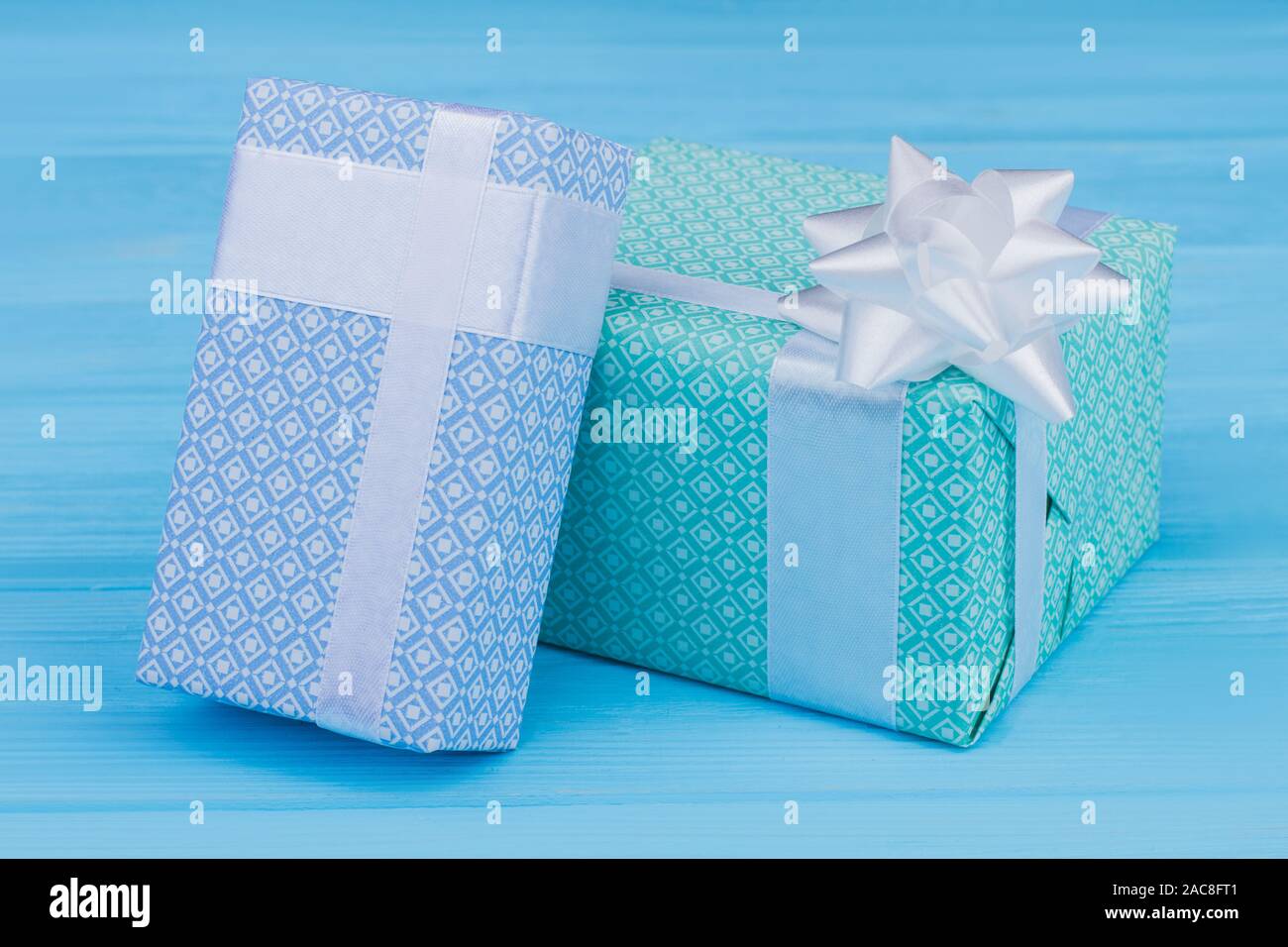 Two variety patterned gift boxes Stock Photo - Alamy