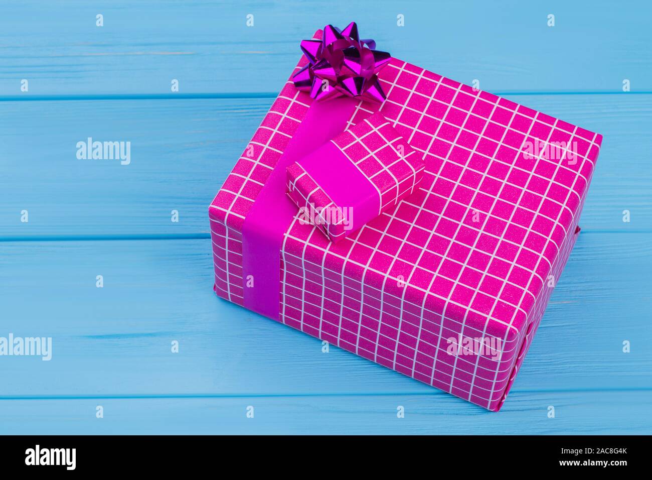 Pink gift surprise boxes Stock Photo - Alamy