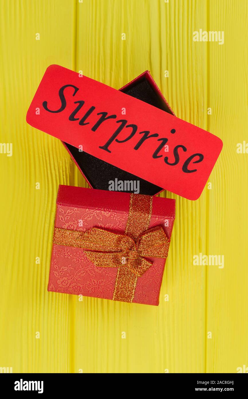 Red surprise, gift box Stock Photo - Alamy