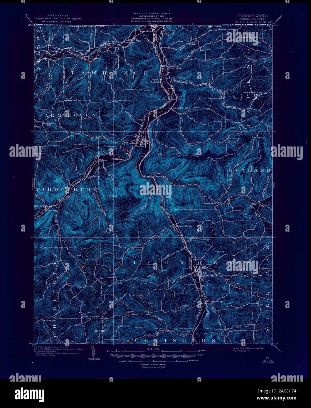 Map of tioga pennsylvania hi-res stock photography and images - Alamy