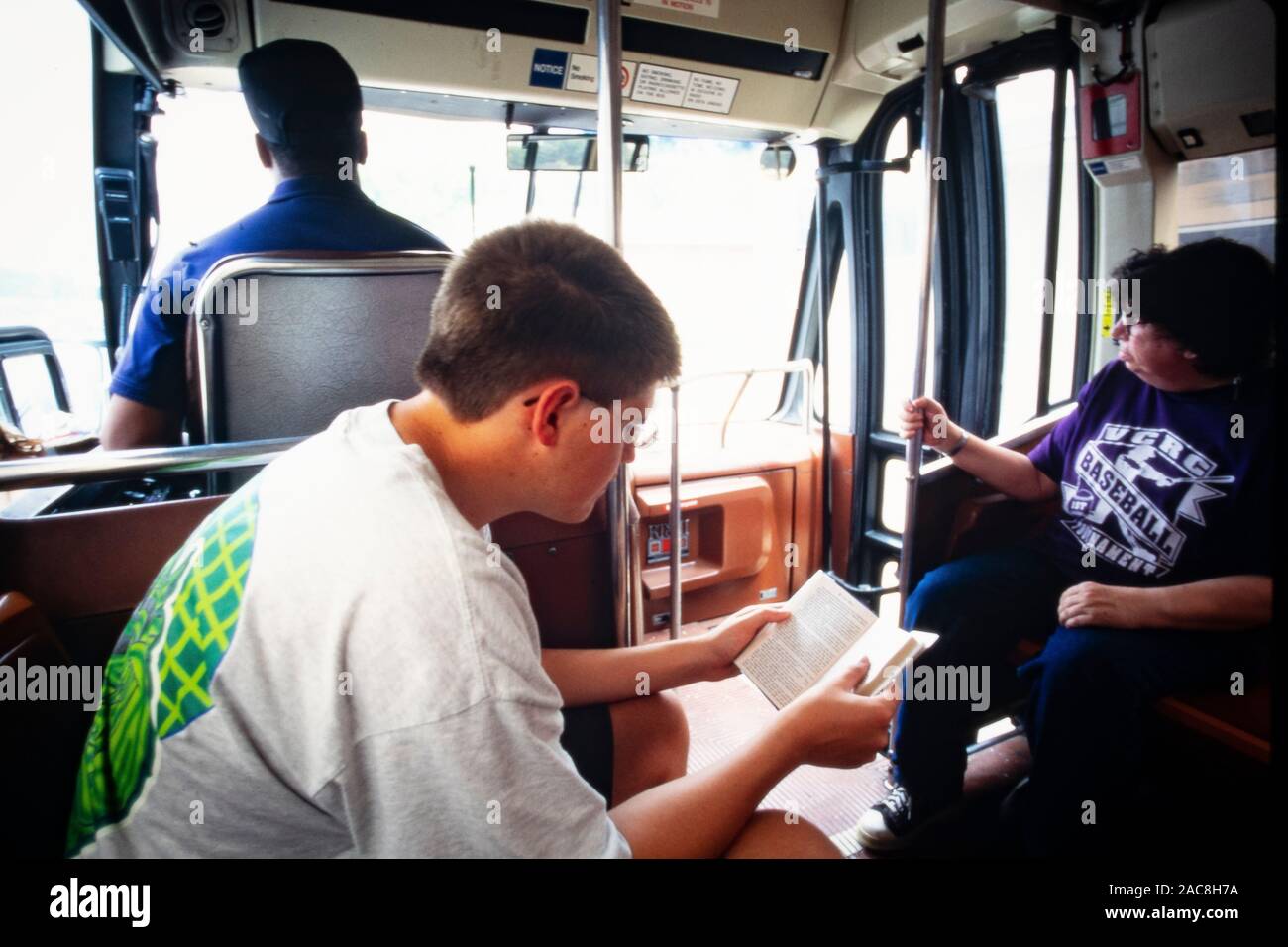 Wichita, Kansas public transit driver and his riders on the East Harry ...
