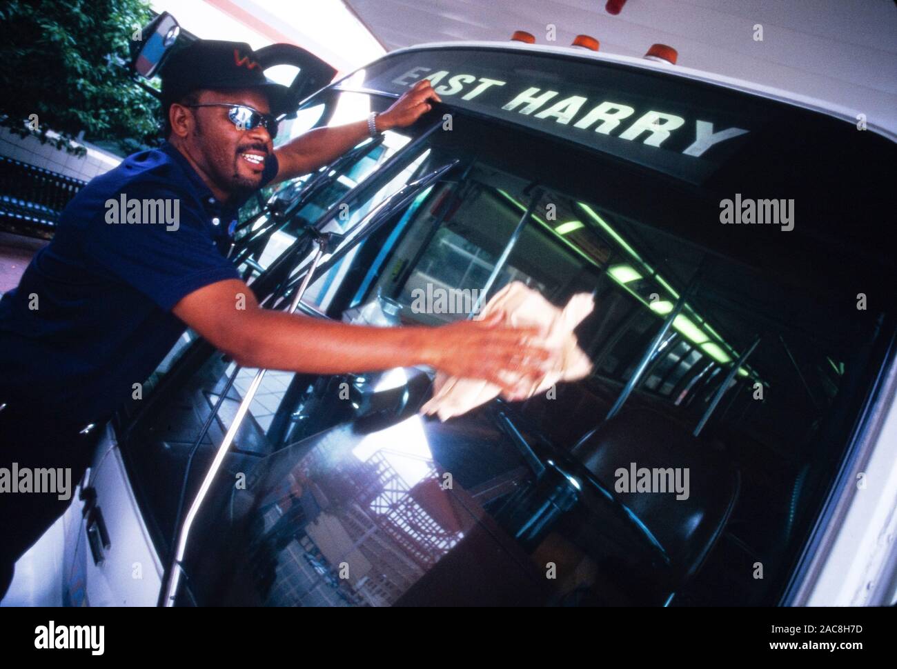 Wichita, Kansas public transit driver and his riders on the East Harry ...