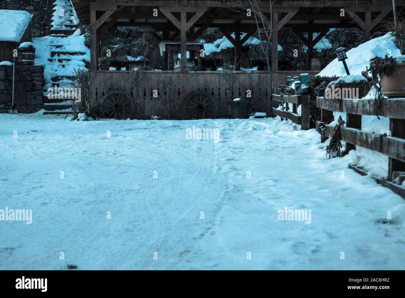 Old wooden stable at the mountain in the winter Stock Photo - Alamy