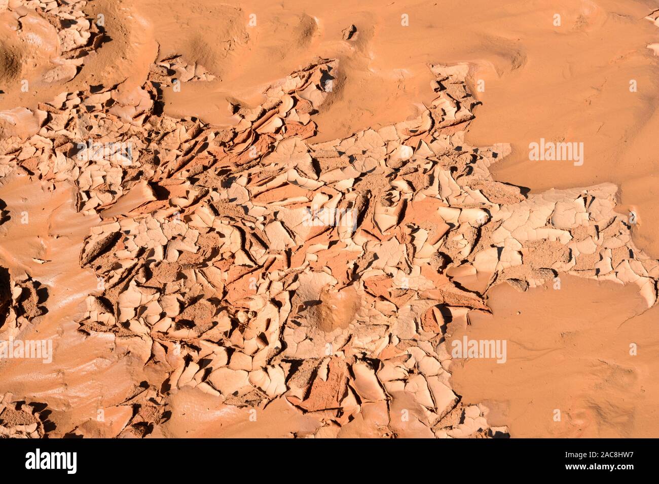 Dried and cracked mud patterns during a drought in the Australian ...
