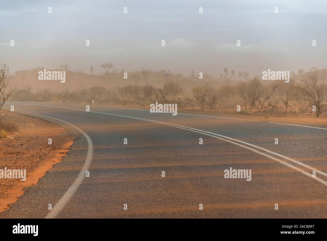 Duststorm in outback Australia after bushfires in the area Stock Photo ...