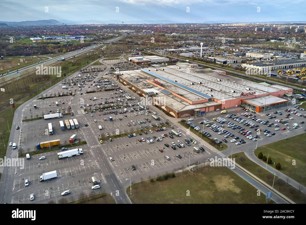 Shopping Mall Aerial View, Auchan Stock Photo - Alamy