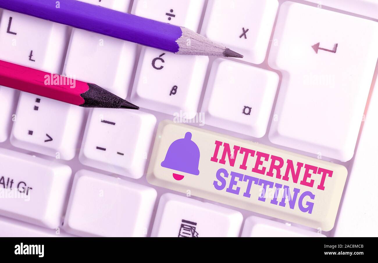 Word writing text Internet Setting. Business photo showcasing etermines ...