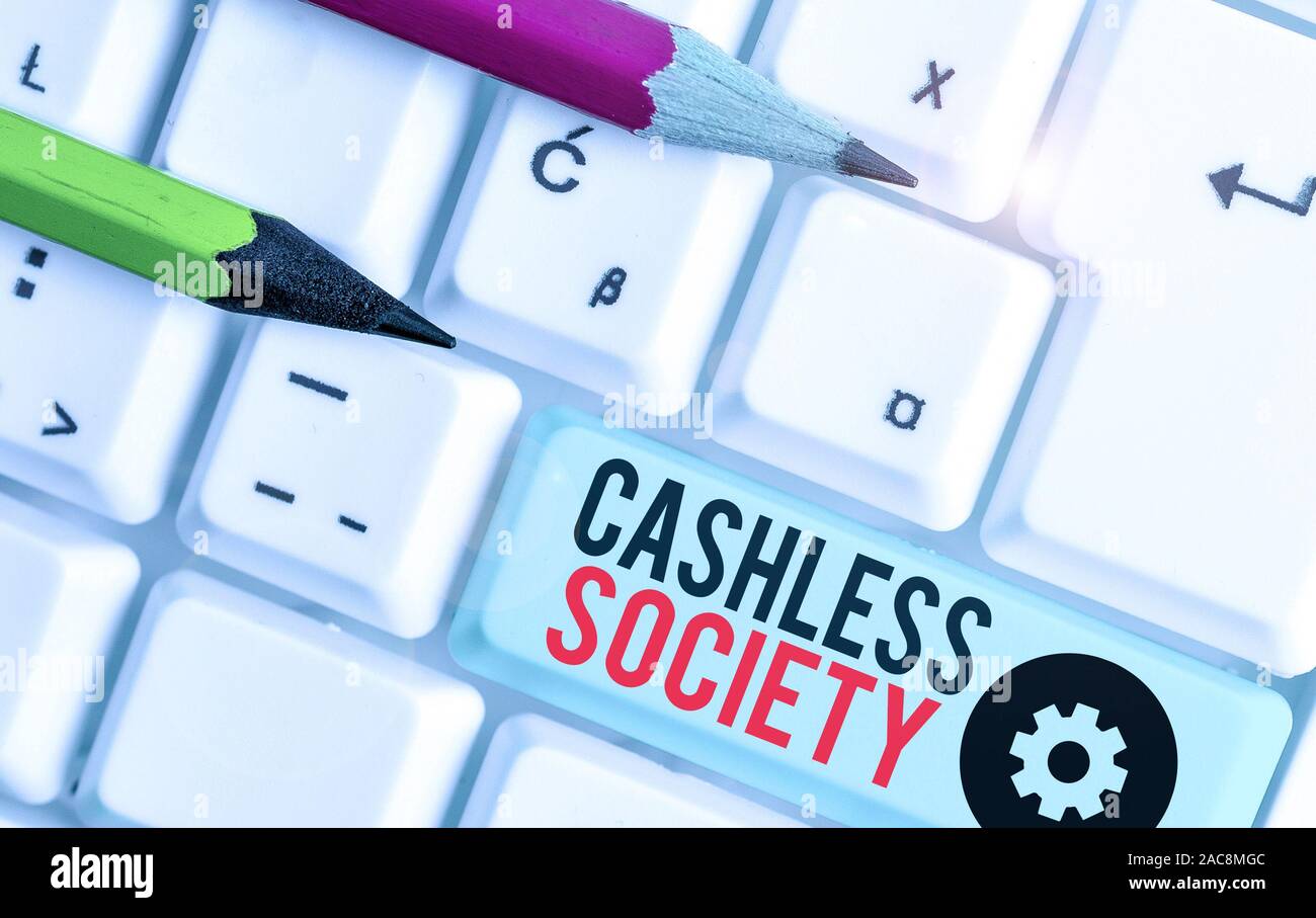Conceptual hand writing showing Cashless Society. Concept meaning ...