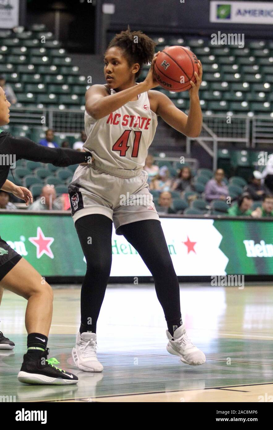December 1, 2019 - NC State Wolfpack center Camille Hobby #41 during a ...