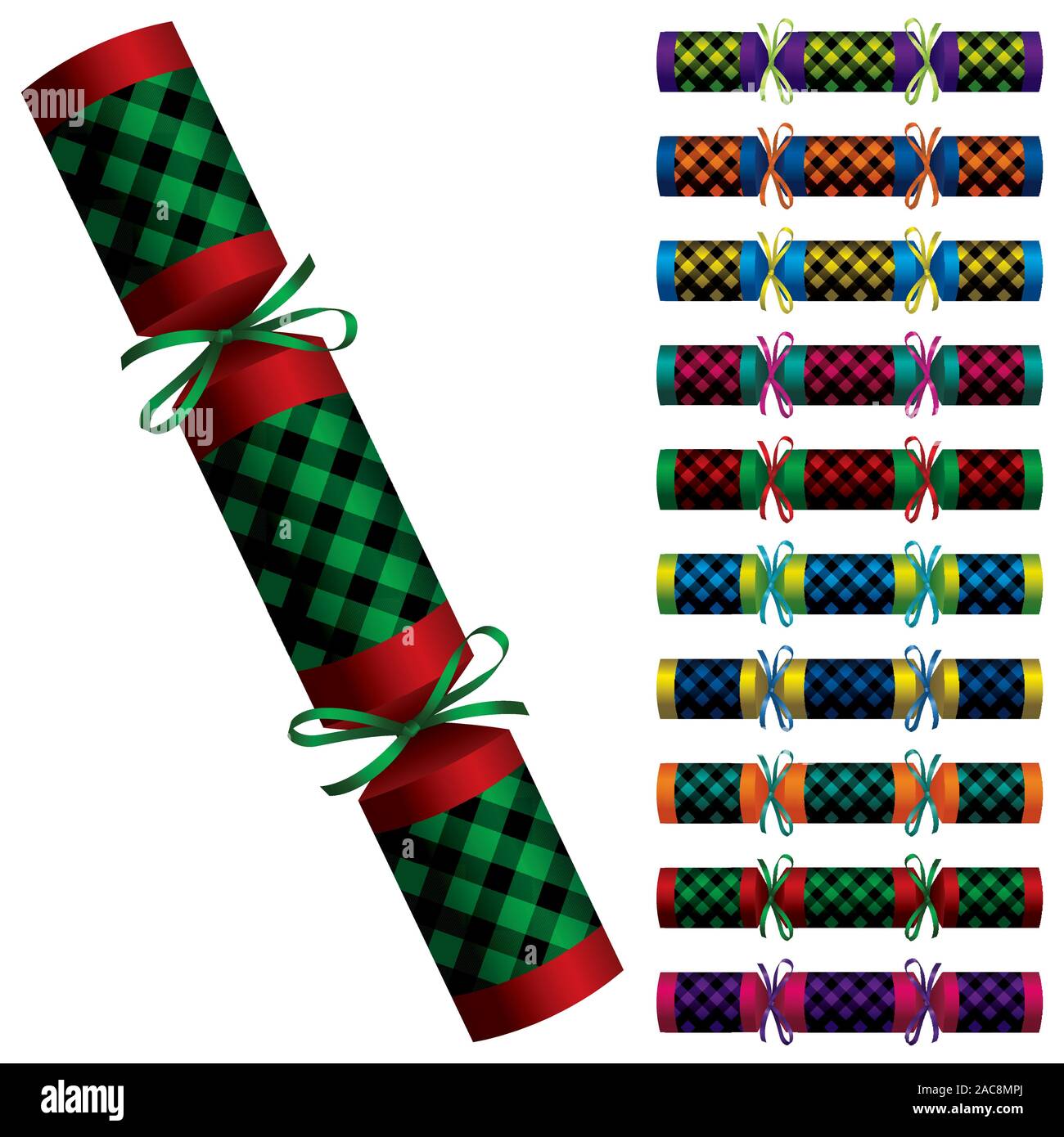 Bright buffalo plaid Christmas crackers in vector format Stock Vector ...