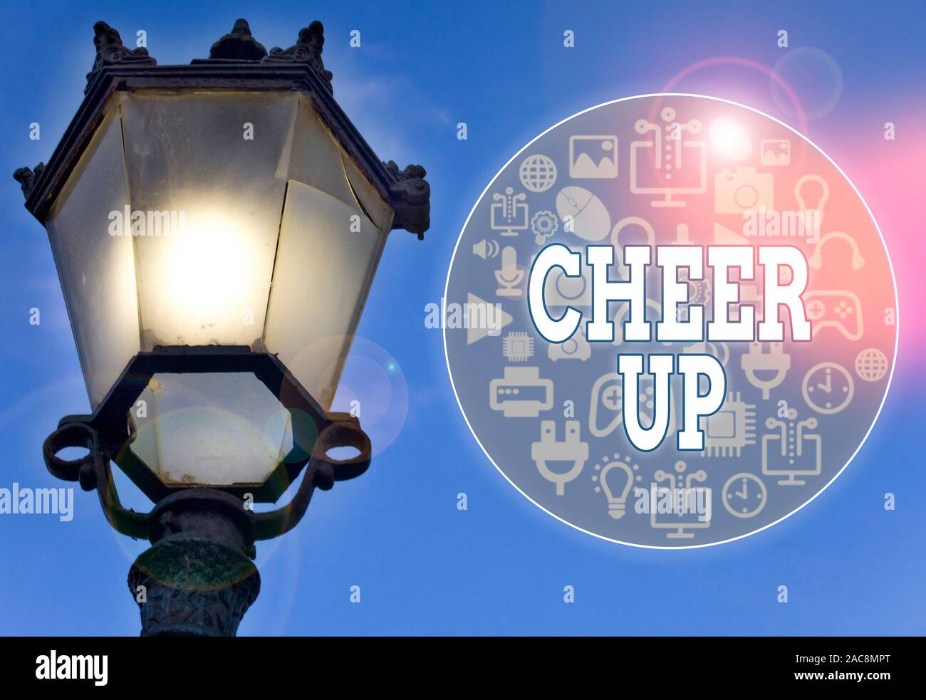 Text sign showing Cheer Up. Business photo showcasing to live every ...