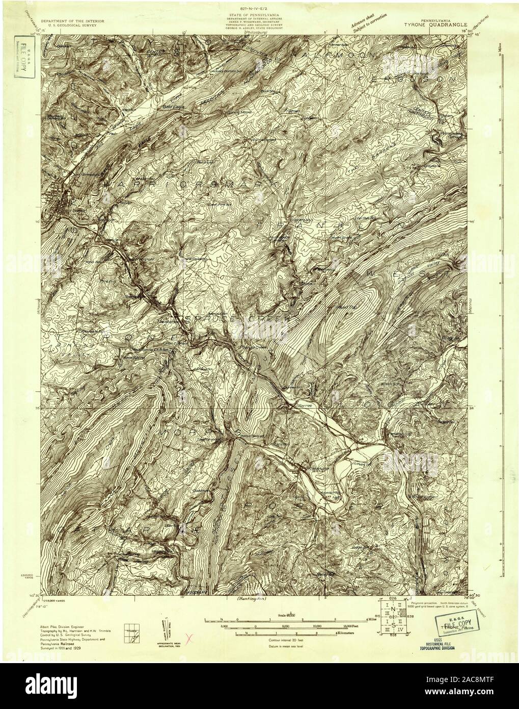 Tyrone pennsylvania map hi-res stock photography and images - Alamy