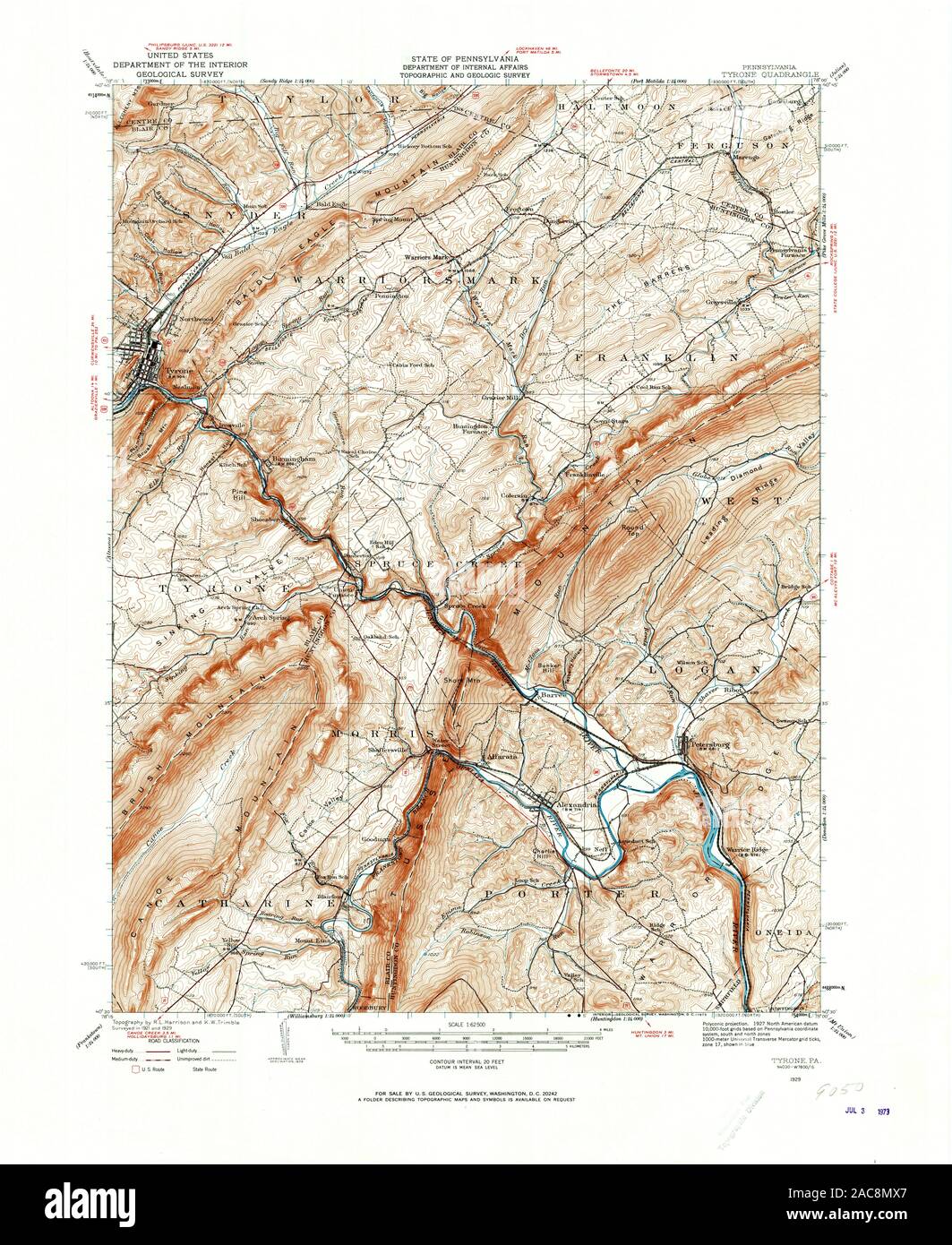 Tyrone pennsylvania map hi-res stock photography and images - Alamy