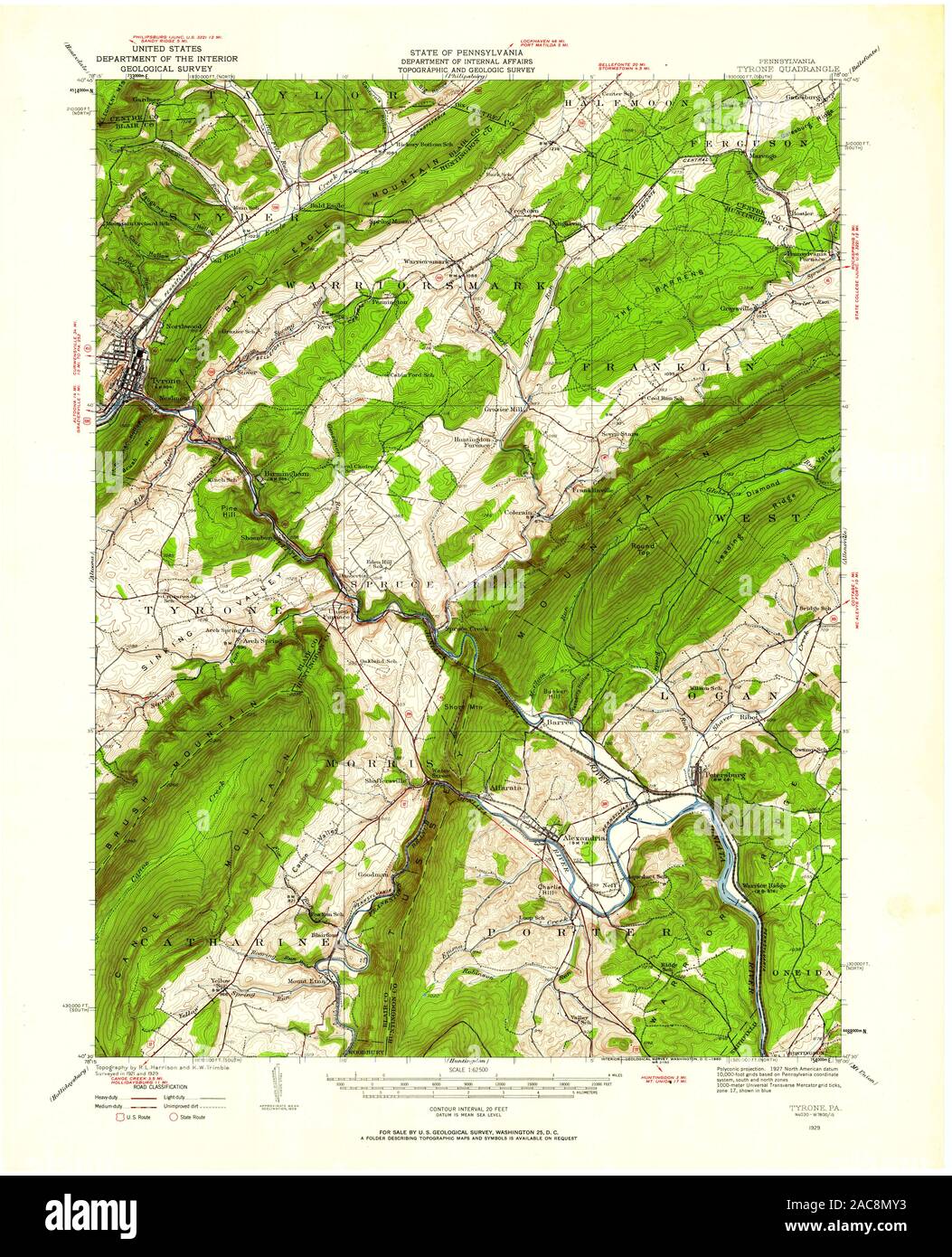 Tyrone pennsylvania map hi-res stock photography and images - Alamy