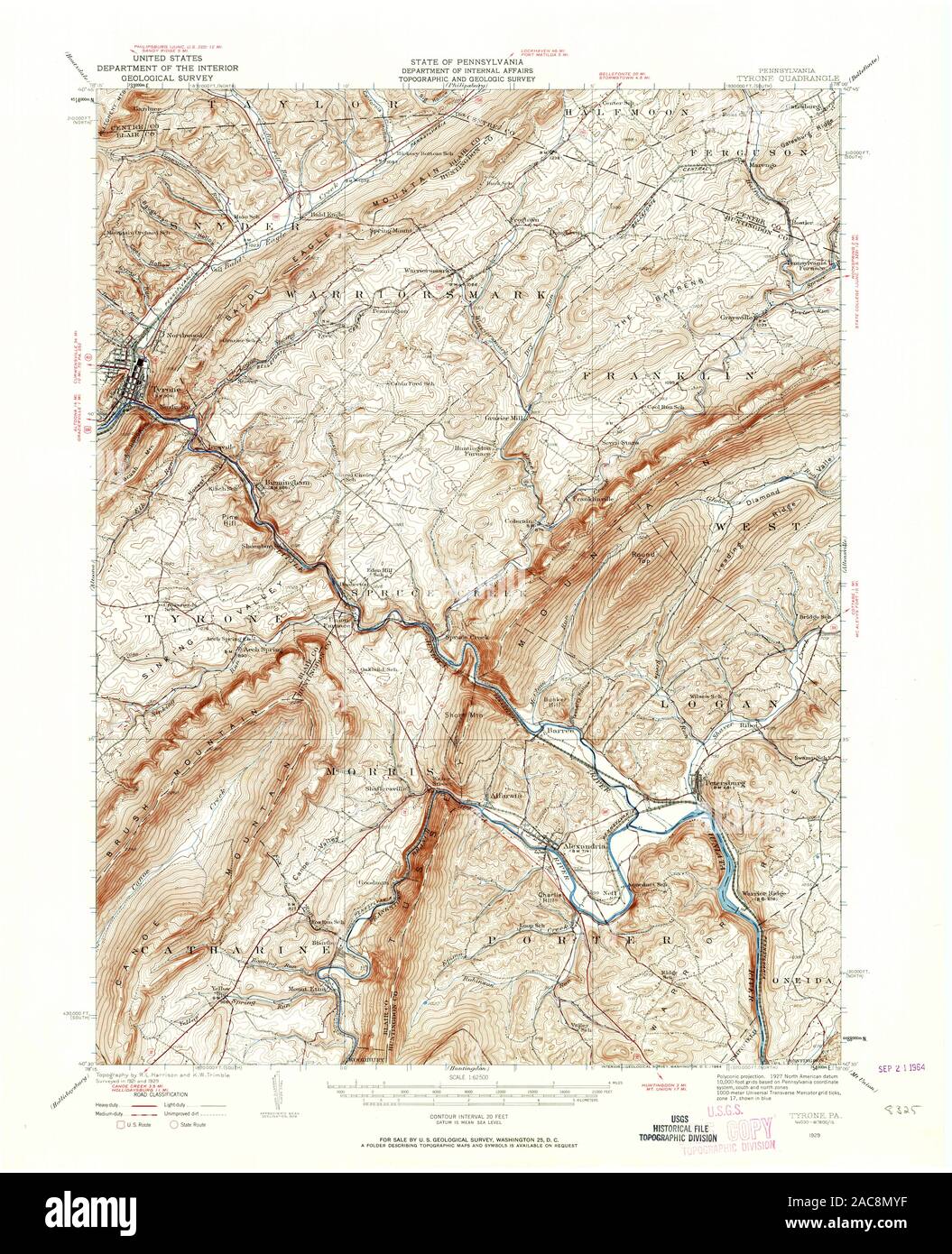 Tyrone pennsylvania map hi-res stock photography and images - Alamy