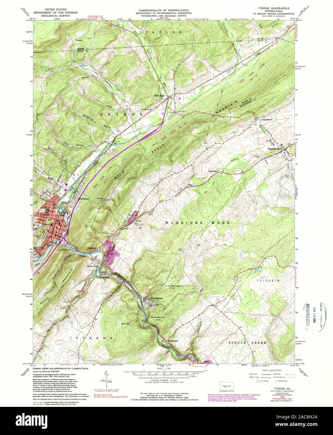 Tyrone pennsylvania map hi-res stock photography and images - Alamy