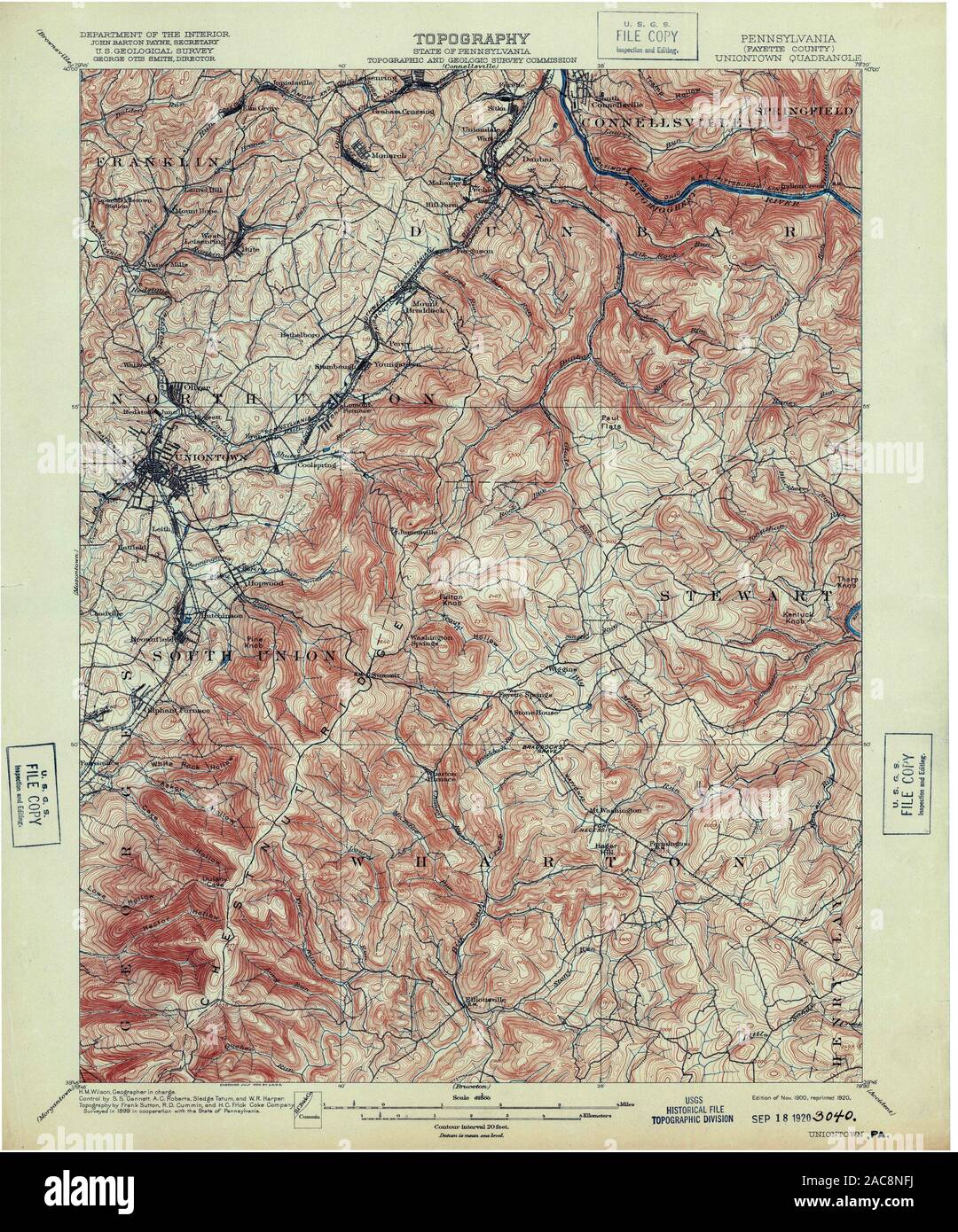 Map of uniontown pennsylvania hi-res stock photography and images - Alamy