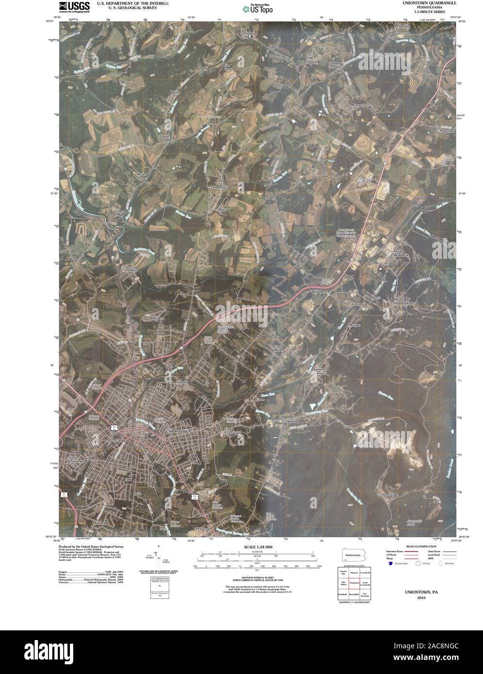 Map of uniontown pennsylvania hi-res stock photography and images - Alamy