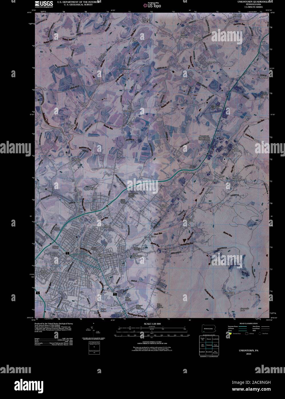 Map of uniontown pennsylvania hi-res stock photography and images - Alamy