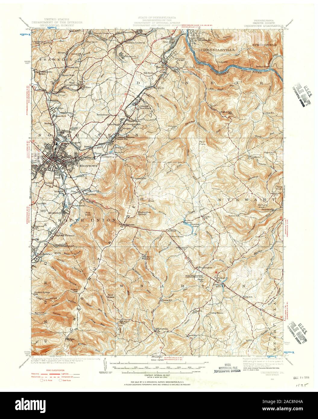 Map of uniontown pennsylvania hi-res stock photography and images - Alamy